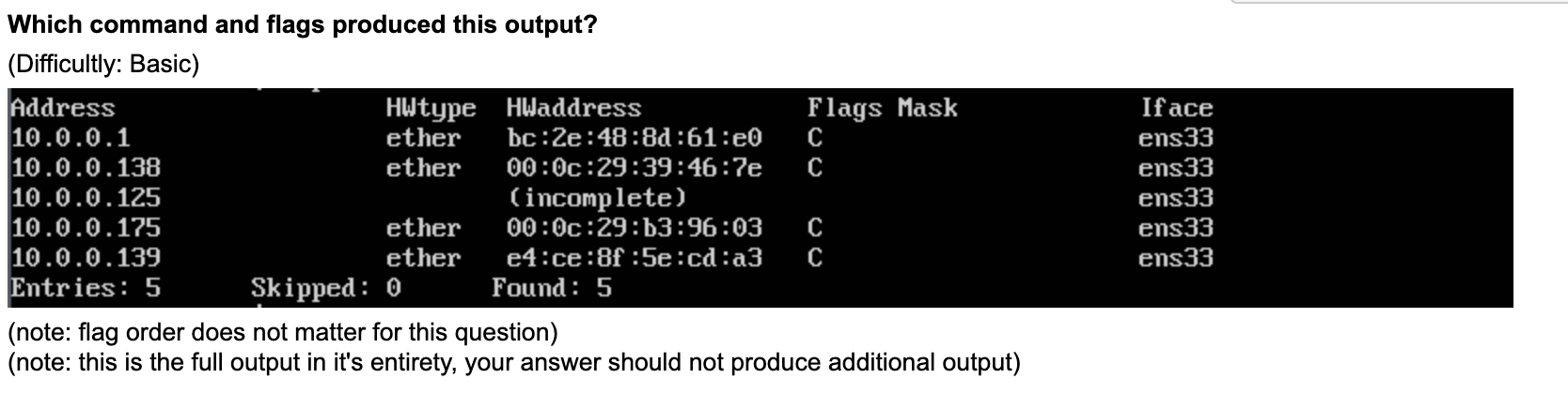Solved Which command and flags produced this output? | Chegg.com