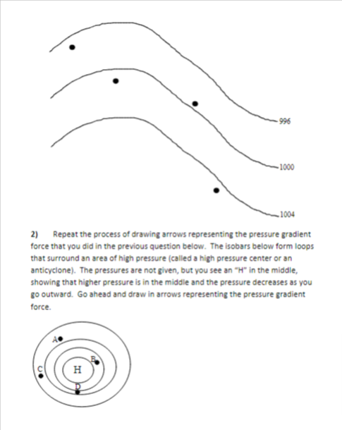 [Solved]: The pressure gradient force crosses isobars at 90