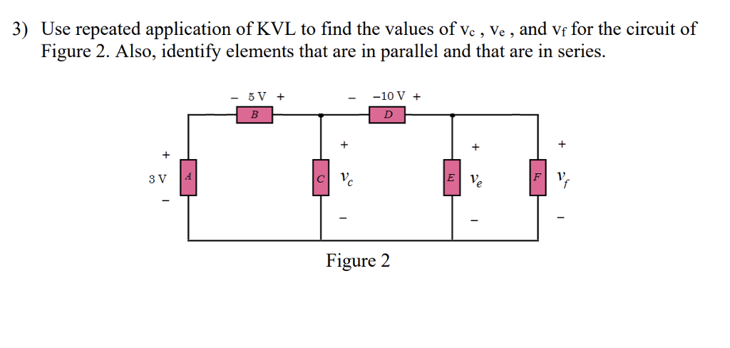 Solved 3) Use repeated application of KVL to find the values | Chegg.com