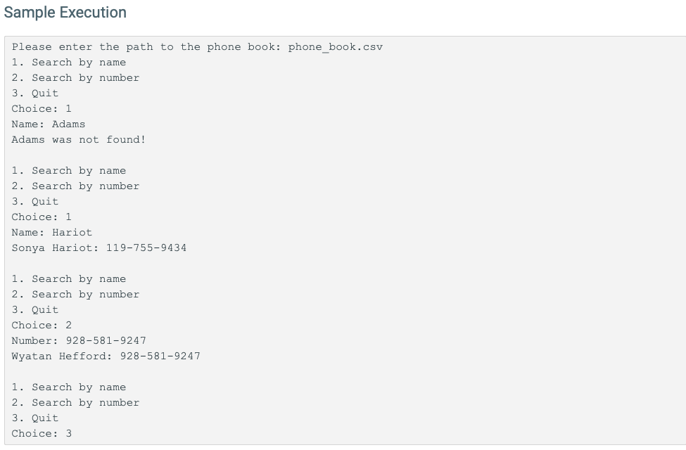 IN PYTHON 3! Expand your PhoneBook class (working | Chegg.com
