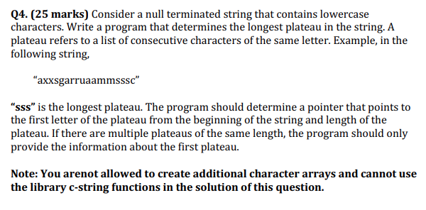 Solved Q4. (25 ﻿marks) ﻿Consider a null terminated string | Chegg.com