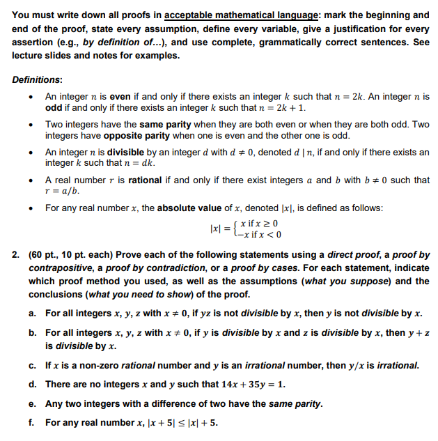 Solved You must write down all proofs in acceptable | Chegg.com