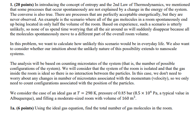 Solved 1. (20 points) In introducing the concept of entropy | Chegg.com