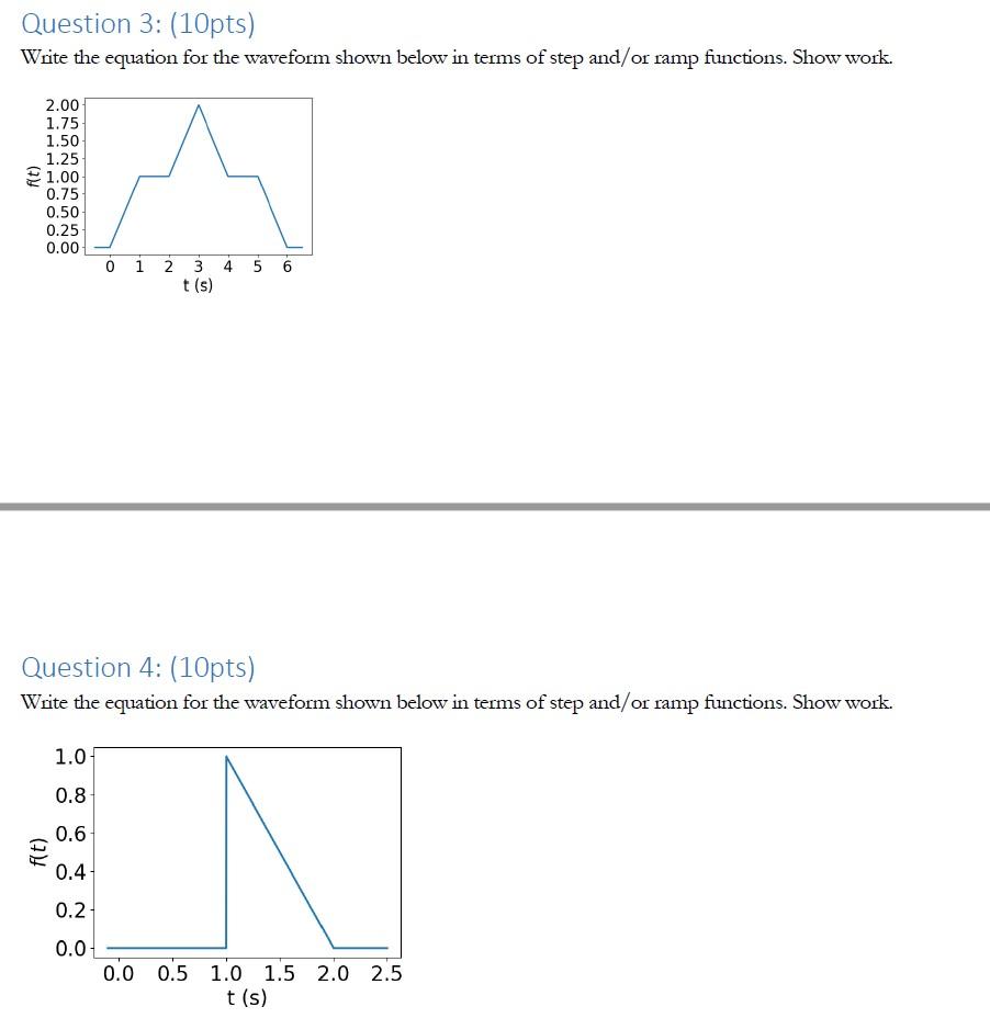 Solved Question 3: (10pts) Write the equation for the | Chegg.com