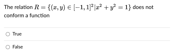 Solved The relation R={(x,y)in[-1,1]^(2)∣x^(2)+y^(2)=1} does | Chegg.com