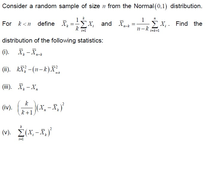 Solved Consider a random sample of size n from the Normal | Chegg.com