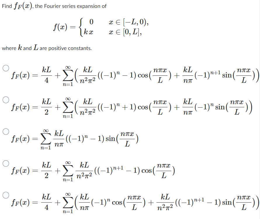 Solved Find fF(x), the Fourier series expansion of | Chegg.com