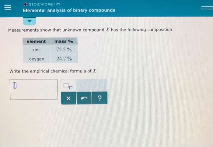Solved O STOICHIOMETRY Elemental analysis of binary | Chegg.com