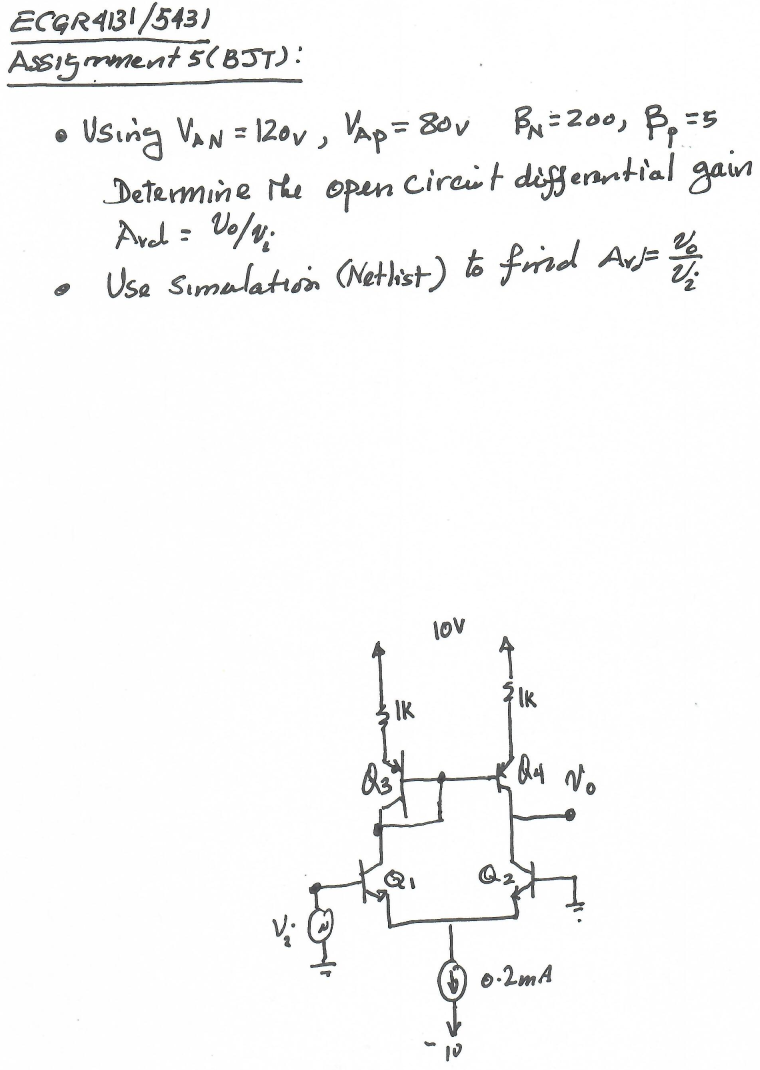 Assigmment 5(BJT) : - Using VAN=120 V,VAP=80 | Chegg.com
