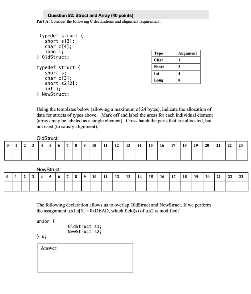 Solved Question #2: Struct and Array (40 points) Part A: | Chegg.com