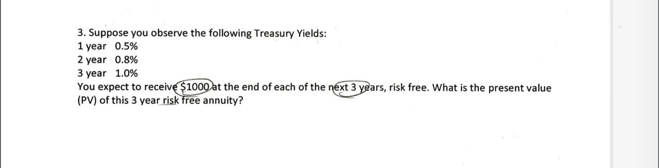 Solved 3. Suppose you observe the following Treasury Yields: | Chegg.com