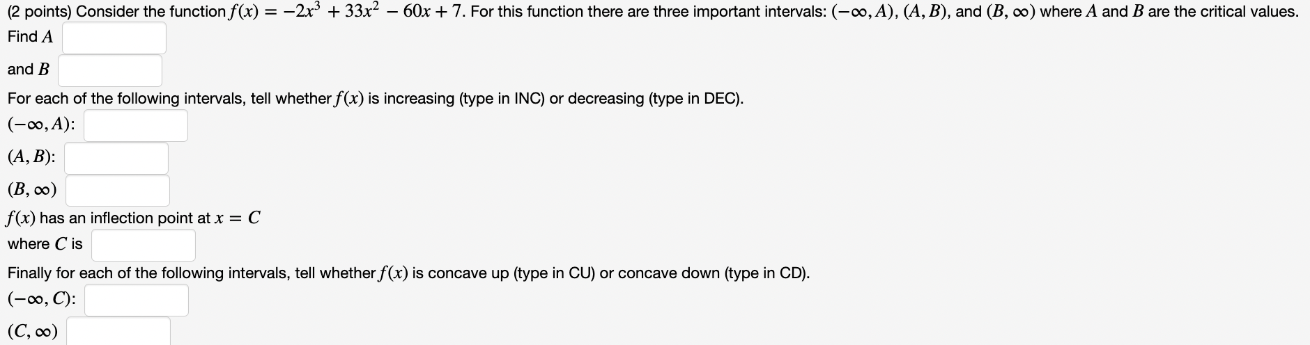 Solved (2 points) Consider the function | Chegg.com
