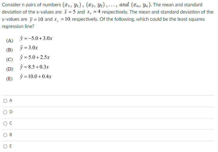 Solved Consider n pairs of numbers | Chegg.com