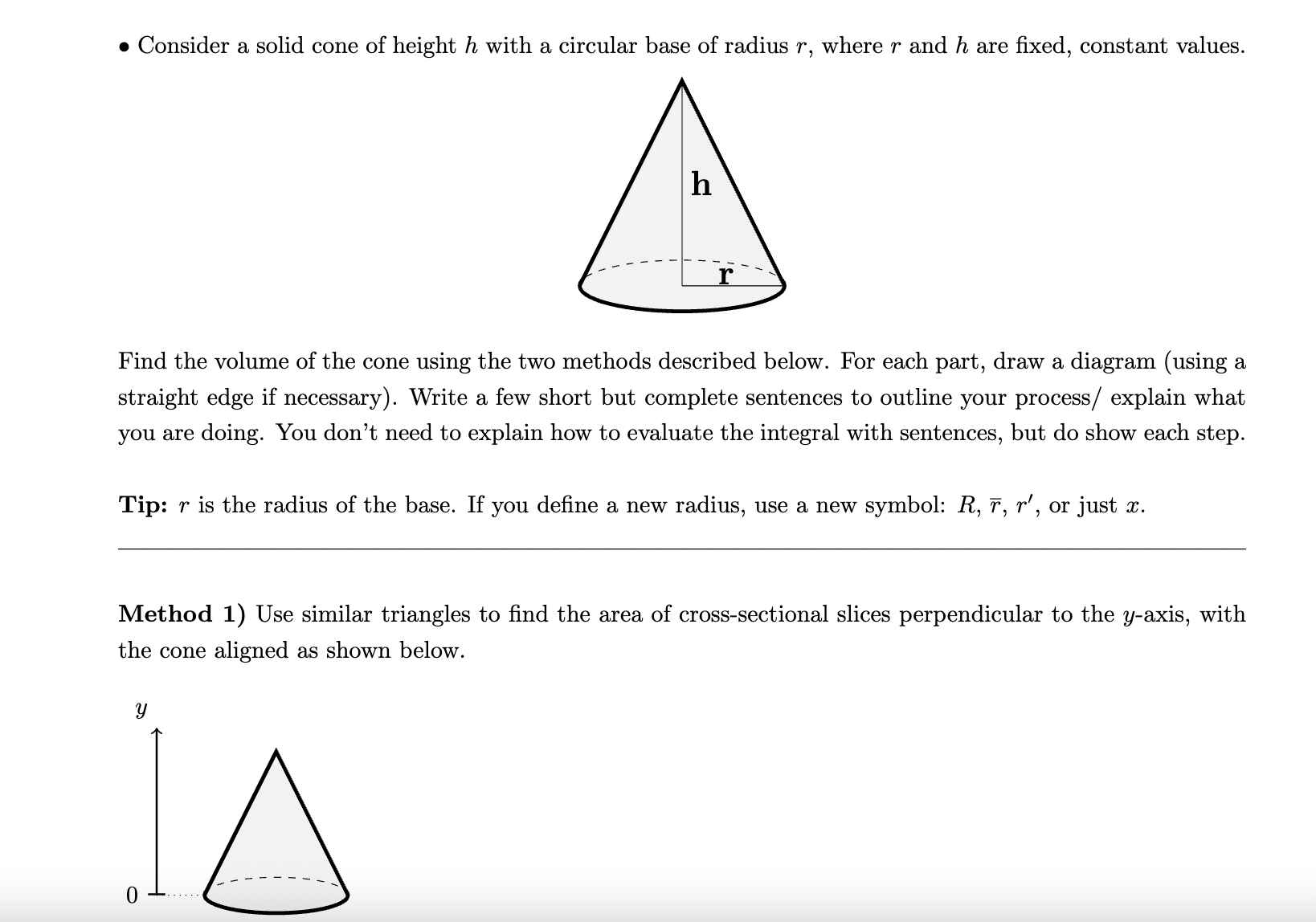 Solved Consider a solid cone of height h with a circular | Chegg.com