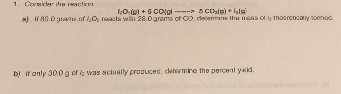 Solved Consider the reaction I_2 O_5 (g) + 5 CO(g) | Chegg.com