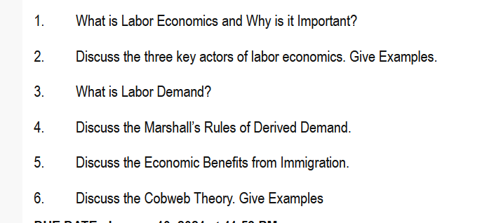 Solved 1. What is Labor Economics and Why is it Important? | Chegg.com