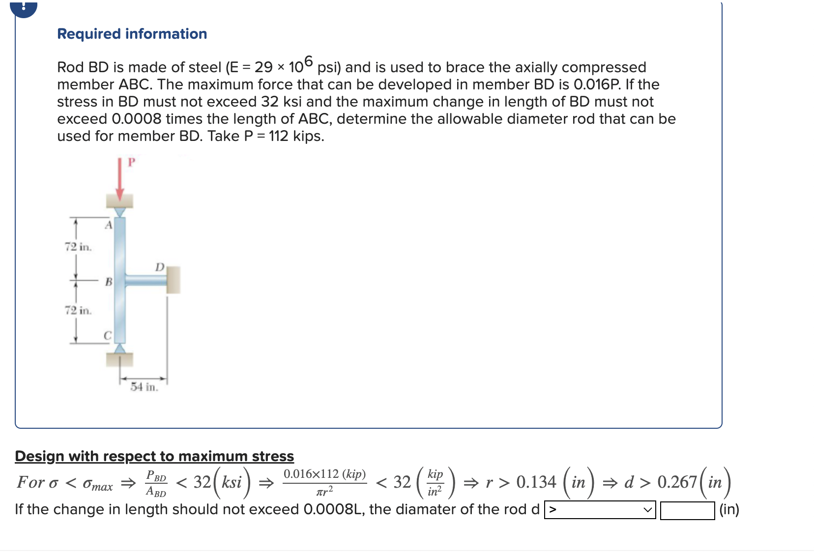 Solved Rod BD is made of steel (E=29×106 psi) and is used to | Chegg.com