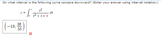 Solved On what interval is the following curve concave | Chegg.com