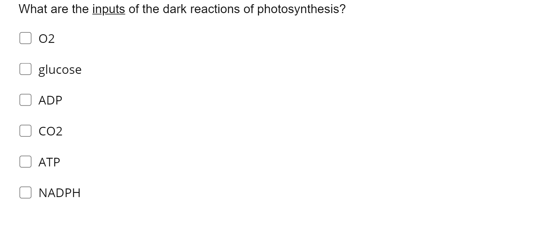 Solved What are the inputs of the dark reactions of | Chegg.com
