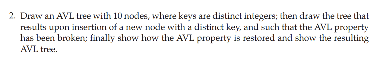Solved 2. Draw an AVL tree with 10 nodes, where keys are | Chegg.com