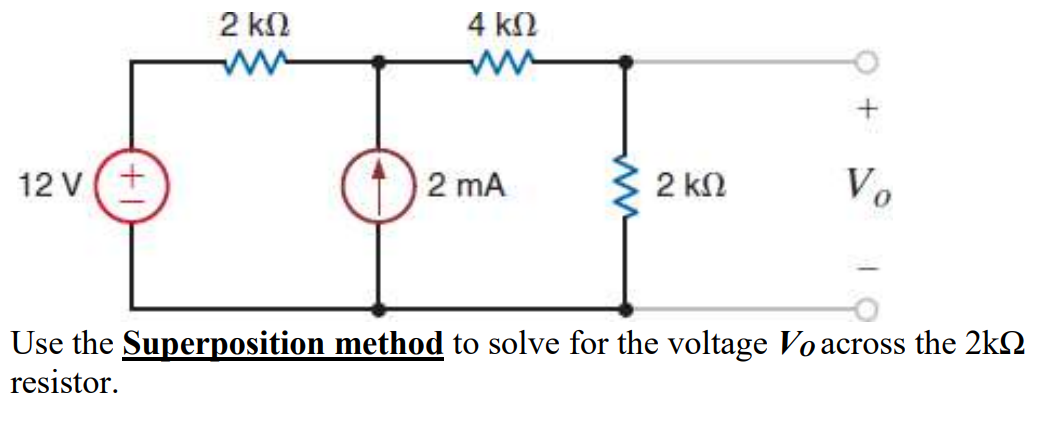 Solved Use the Superposition method to solve for the voltage | Chegg.com