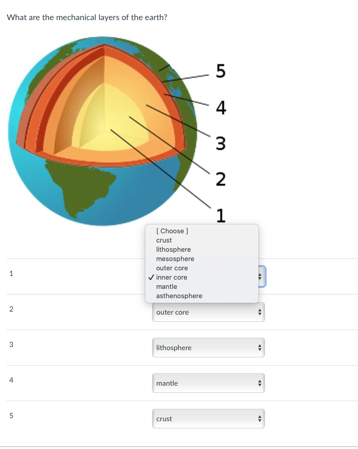 Solved What are the mechanical layers of the earth? 5 4 3 2 | Chegg.com