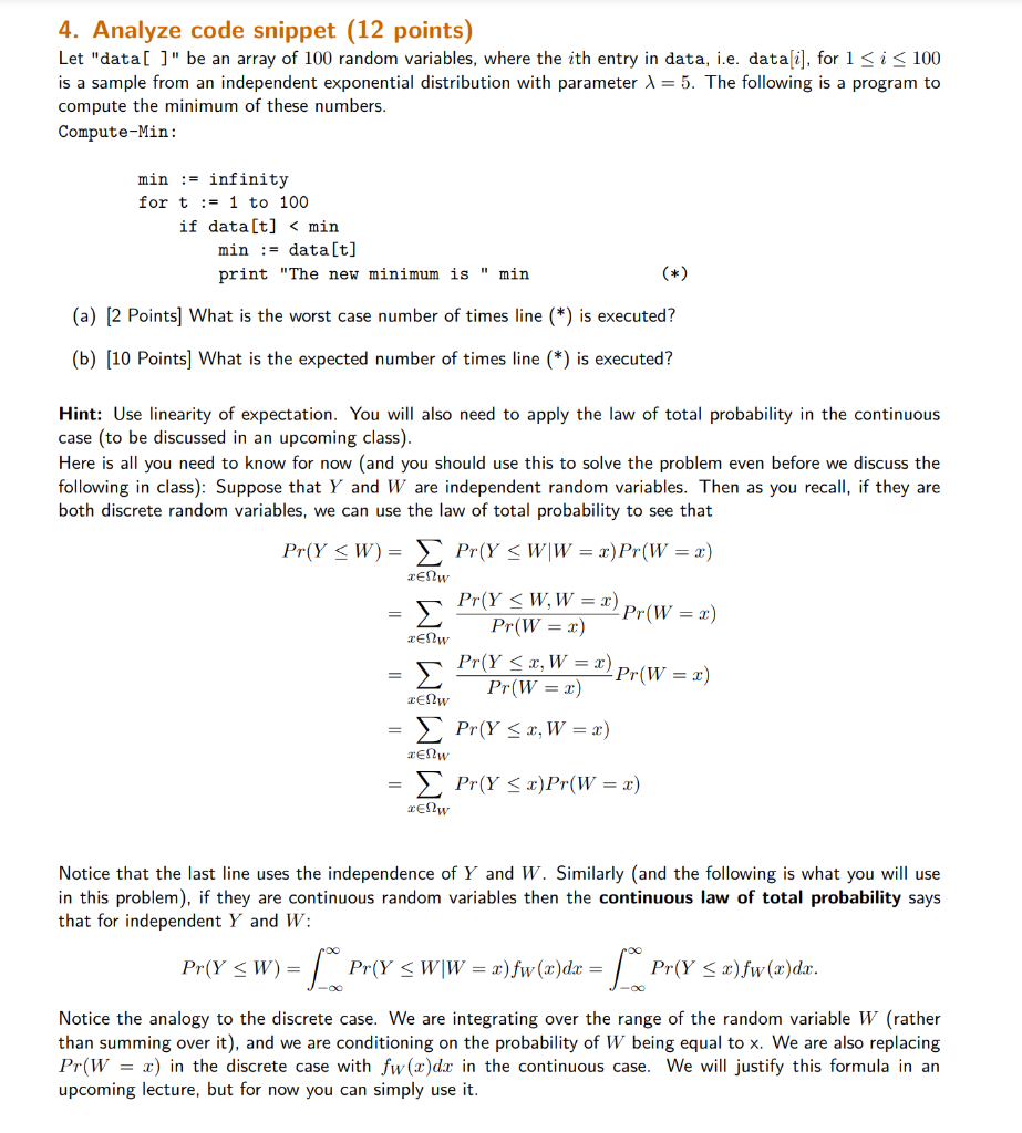 4. Analyze code snippet (12 points) Let "data[ ]" be | Chegg.com