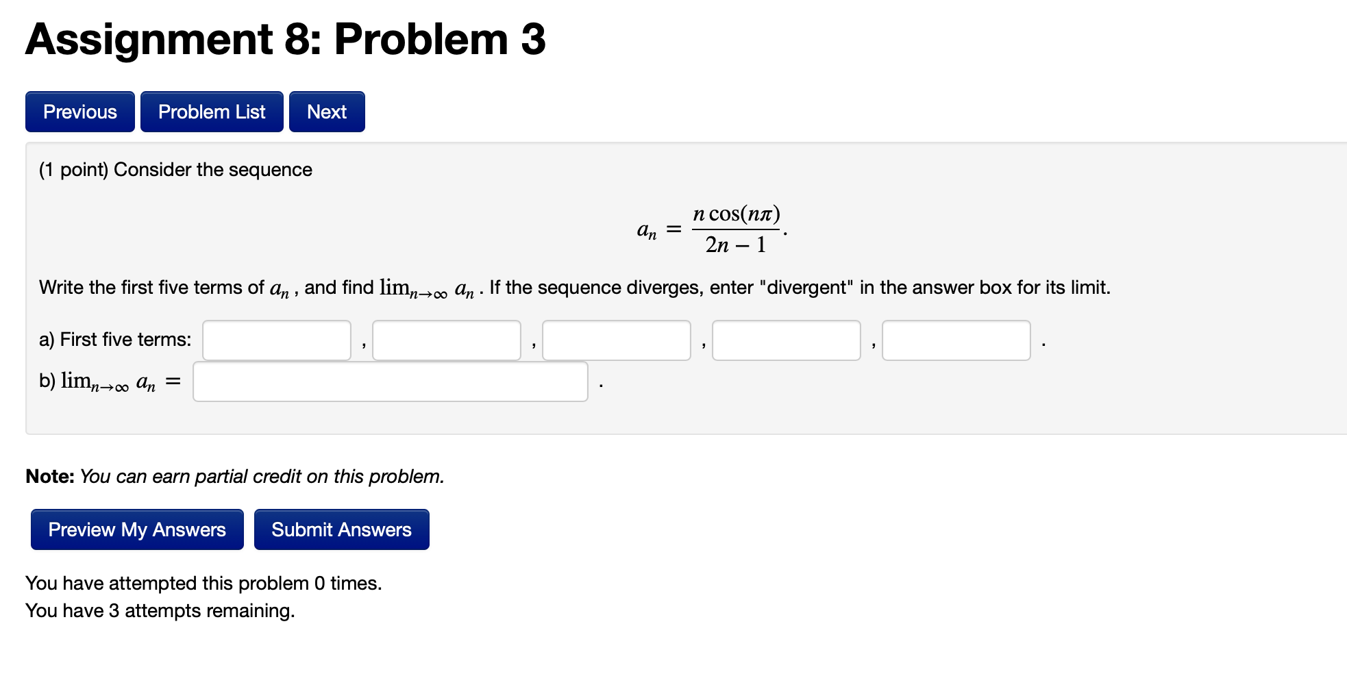 Solved Assignment 8: Problem 3 Previous Problem List Next (1 | Chegg.com Solved Assignment 8: Problem 3 Previous Problem List Next (1 | Chegg.com