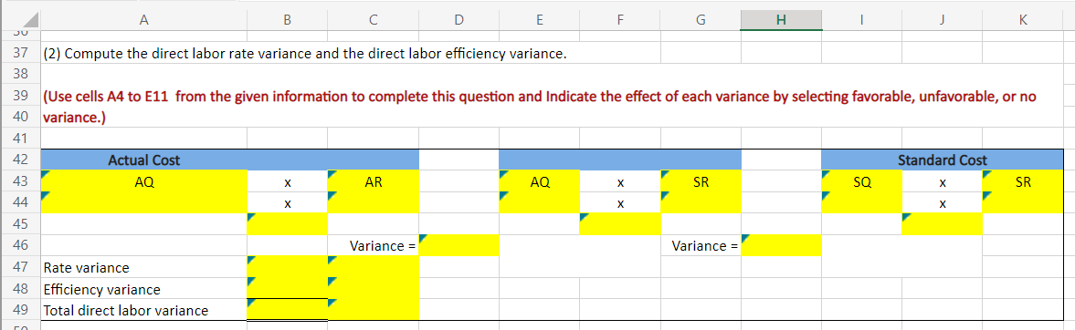 Solved 2 Compute The Direct Labor Rate Variance And The