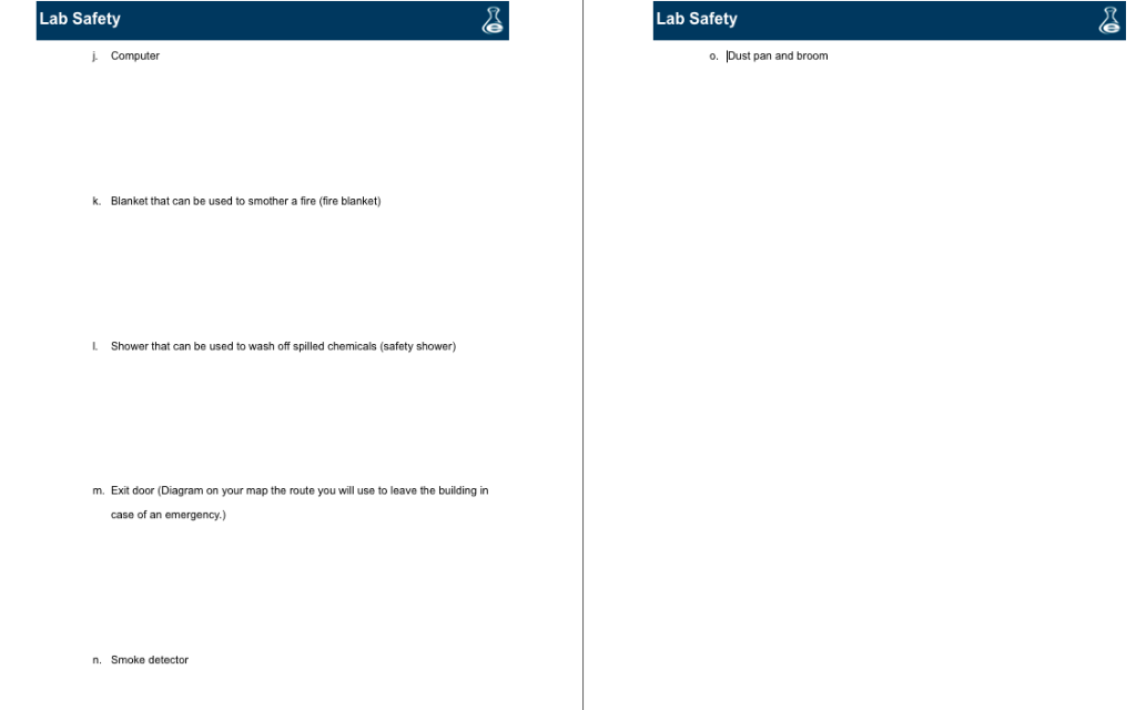 Lab Safety Lab Safety e. Sink (eye wash station) | Chegg.com