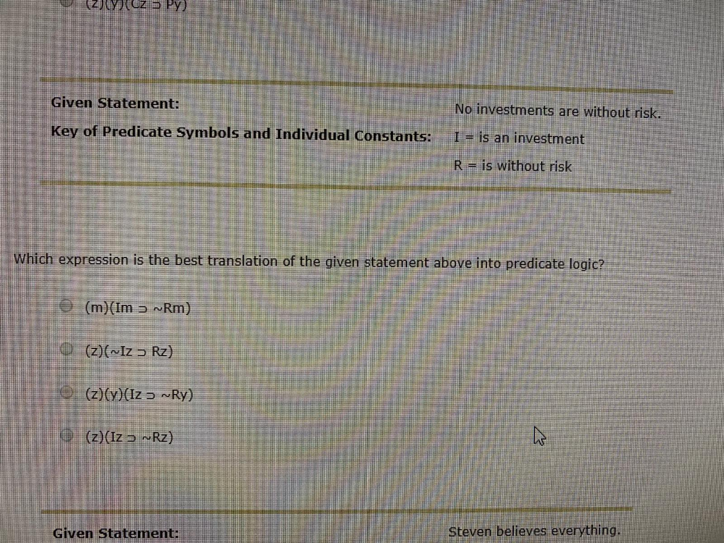 Solved Which expression is the best translation of the given | Chegg.com