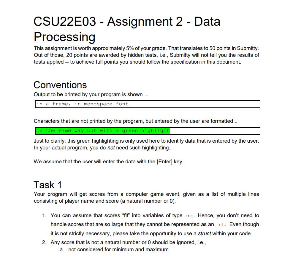 Solved CSU22E03 - Assignment 2 - Data Processing This | Chegg.com