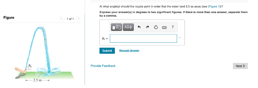 Solved A fire hose held near the ground shoots water at a | Chegg.com