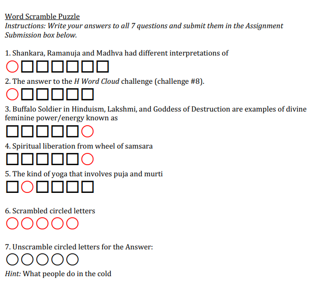 Word Scramble Puzzle Instructions: Write your | Chegg.com