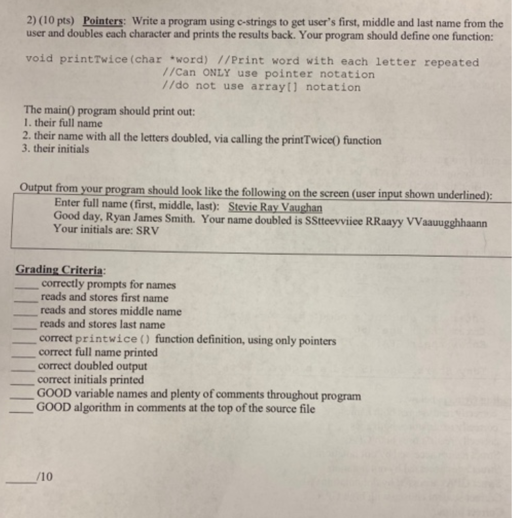 Solved Only In C Program Note!!! The output should look like | Chegg.com