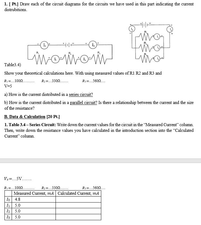 Solved 1. [Pt.] Draw each of the circuit diagrams for the | Chegg.com