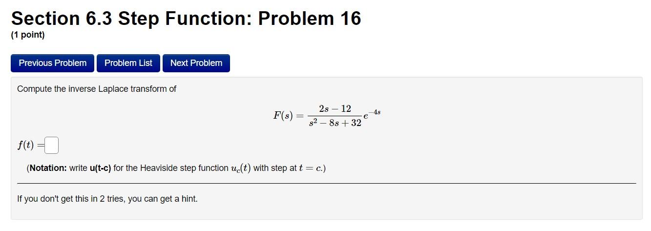 Solved Section 6 3 Step Function Problem 16 1 Point