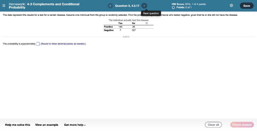 Solved Homework: 4-3 Complements and Conditional Probability | Chegg.com