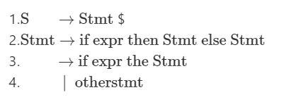 Solved 1.S 2.Stmt 3. 4. → Stmt $ → if expr then Stmt else | Chegg.com