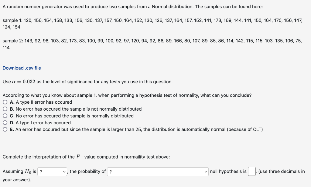Solved A random number generator was used to produce two | Chegg.com