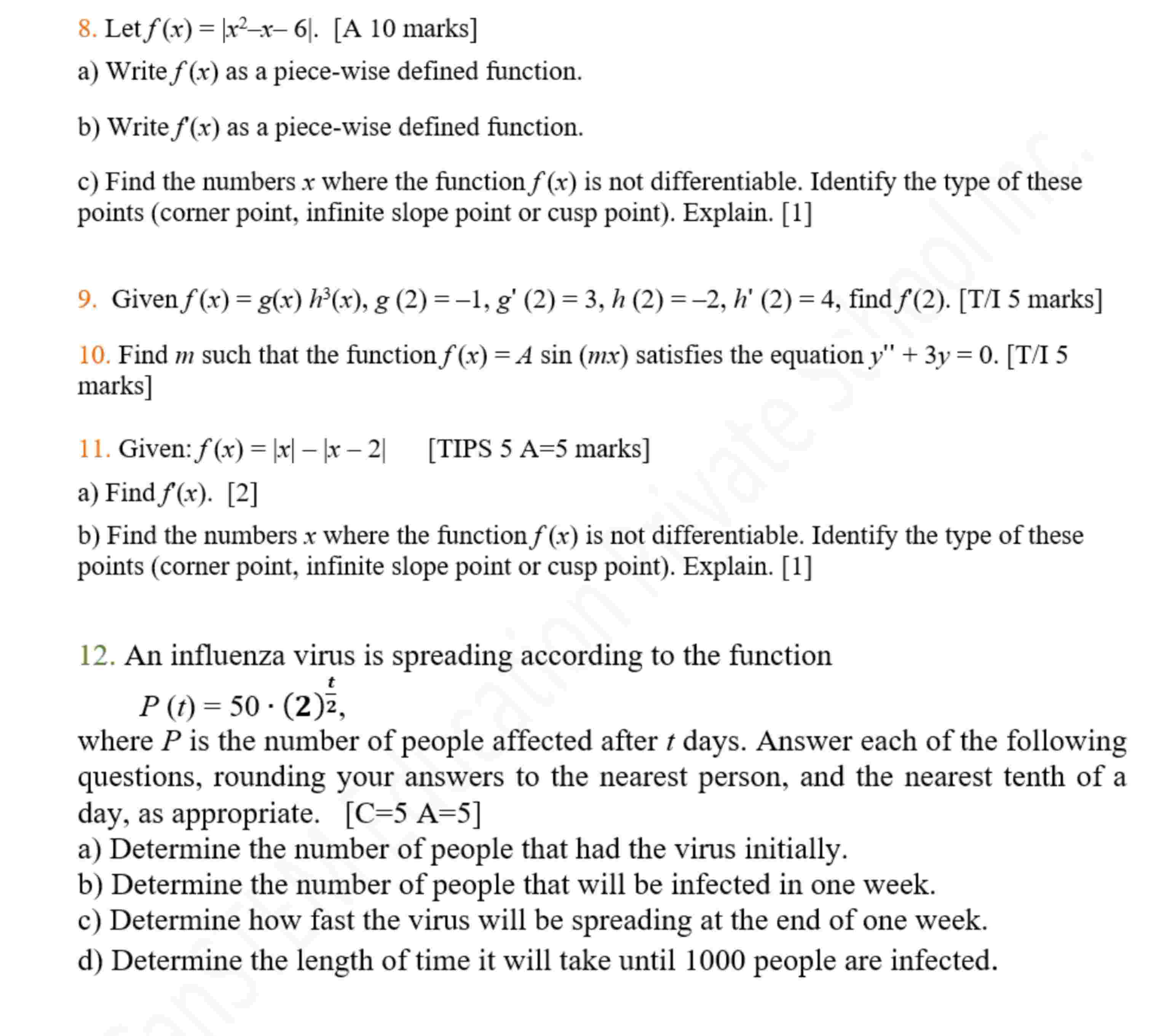 Solved Let f(x)=|x^(2)-x-6|. [A 10 marks]\\na) Write f(x) as | Chegg.com