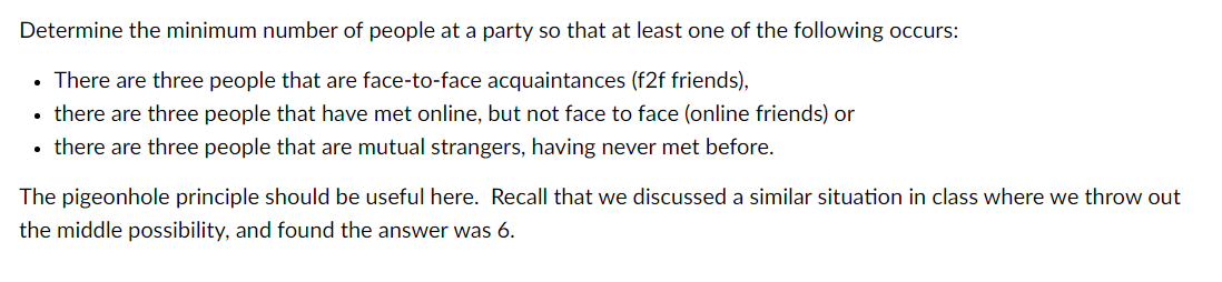 Solved Determine the minimum number of people at a party so | Chegg.com