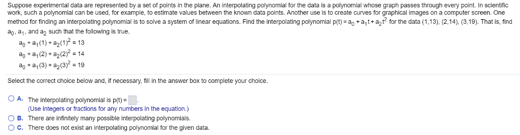 Solved Suppose Experimental Data Are Represented By A Set Of 