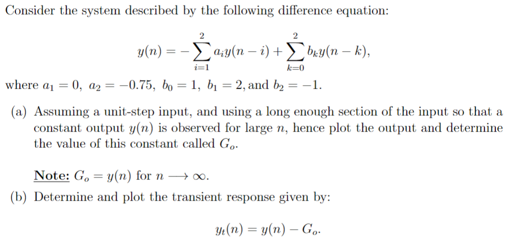 Solved Consider the system described by the following | Chegg.com