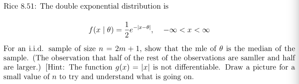 Solved Rice 8.51: The double exponential distribution is 2 | Chegg.com