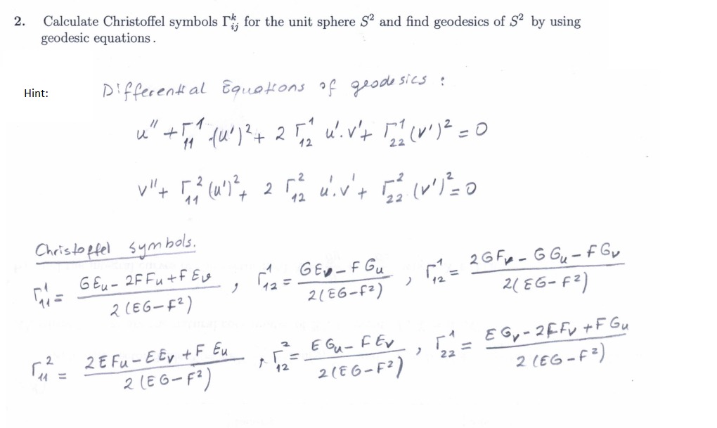 Solved 2. Calculate Christoffel symbols Γijk for the unit | Chegg.com