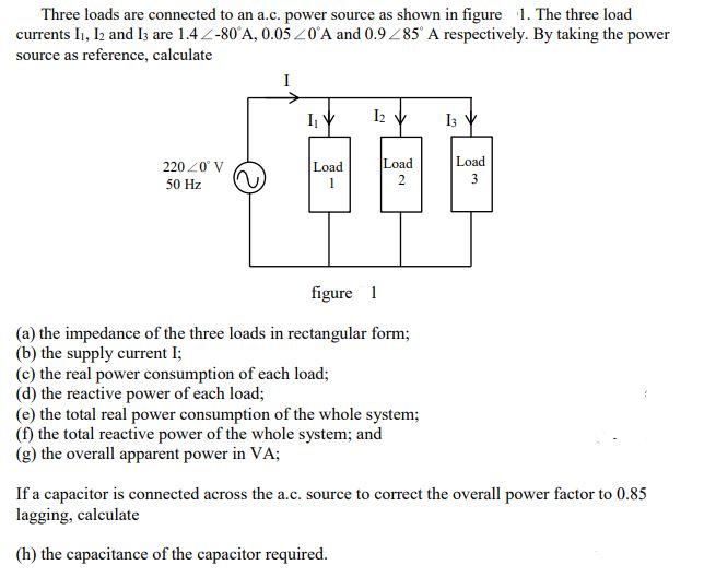 Solved Three loads are connected to an a.c. power source as | Chegg.com