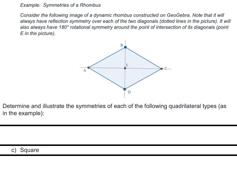 Solved Example: Symmetries of a Rhombus Consider the | Chegg.com