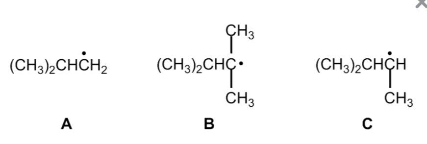 Solved Rank the following radicals in order of | Chegg.com