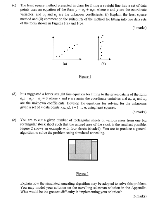 Solved (c) The least square method presented in class for | Chegg.com